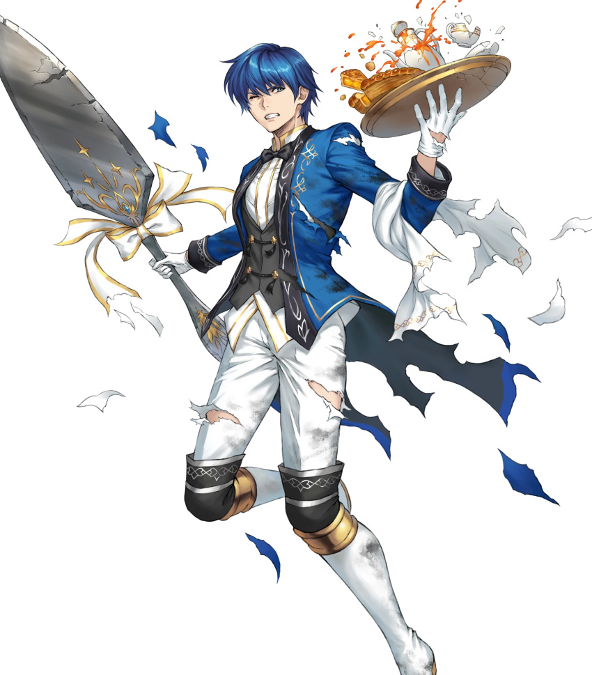 Safebooru - 1boy blue eyes blue hair butler clenched teeth damaged finn ...
