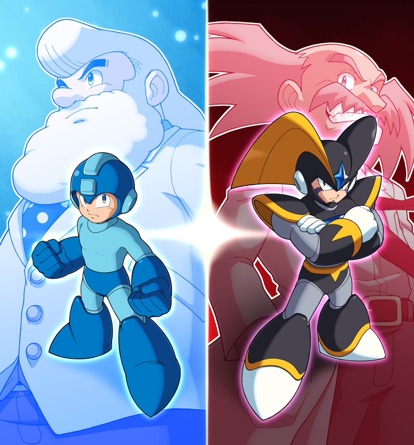 Safebooru - 4boys absurdres android armor bass (mega man) beard belt ...