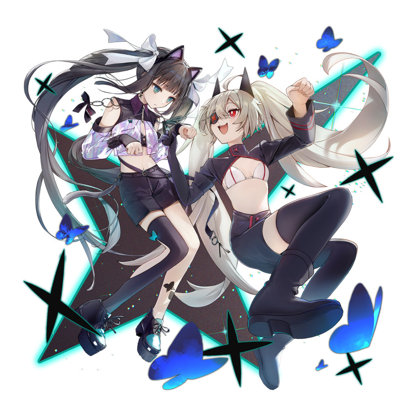 Safebooru - 2girls ahoge animal ears arcaea asymmetrical legwear bare ...