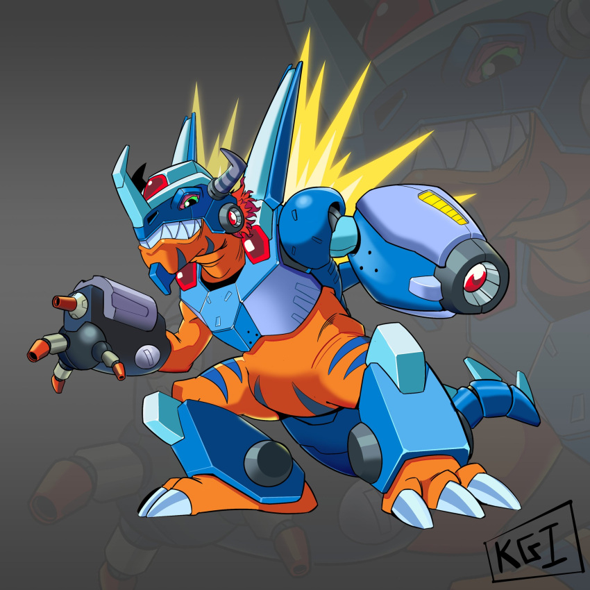 Safebooru - arm cannon armor digimon digimon (creature) dinosaur ...