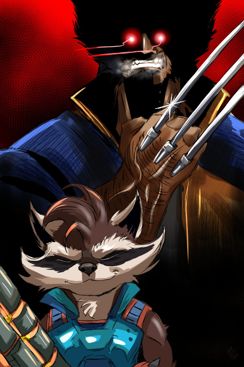 Safebooru - 2boys animal ears claws clenched teeth closed mouth ...