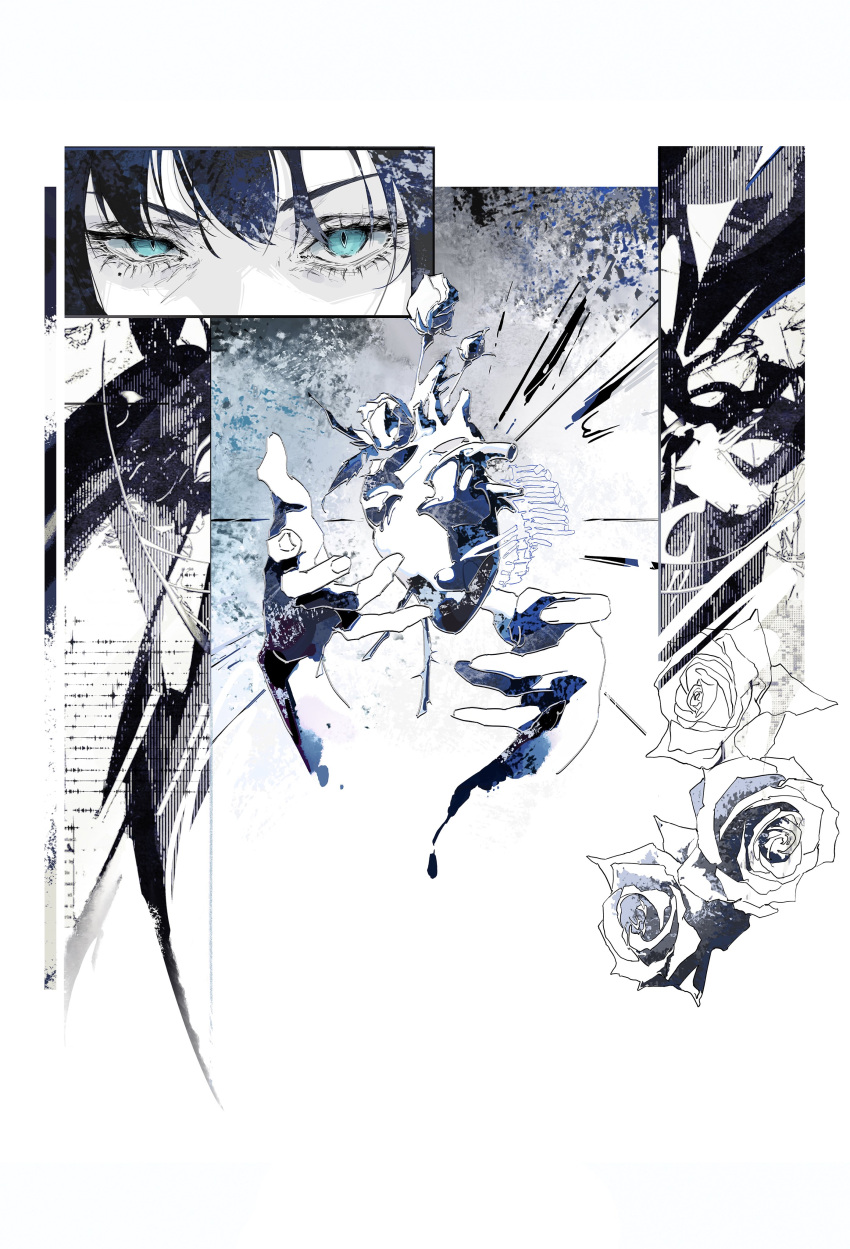 Safebooru - 1girl absurdres ado (utaite) blue eyes blue theme chando (ado) close-up commentary ...