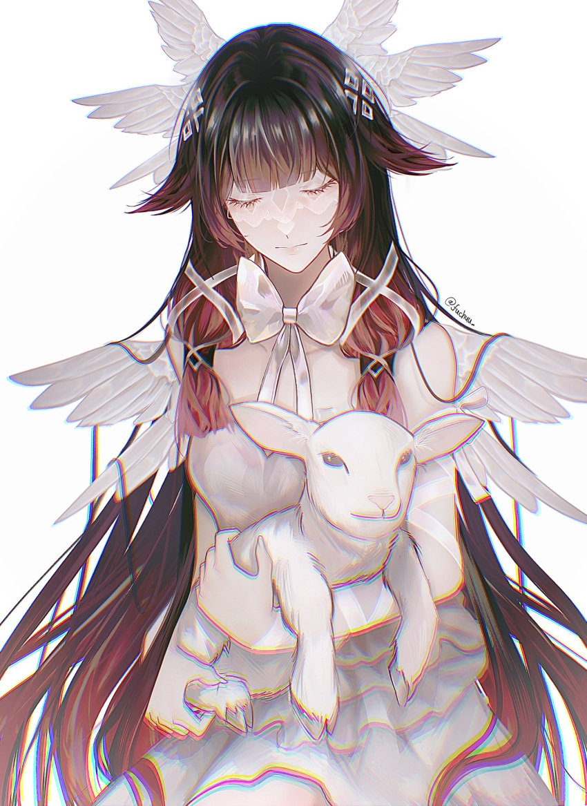 Safebooru - 1girl animal baby animal closed eyes columbina (genshin impact) eye mask fuchuu ...