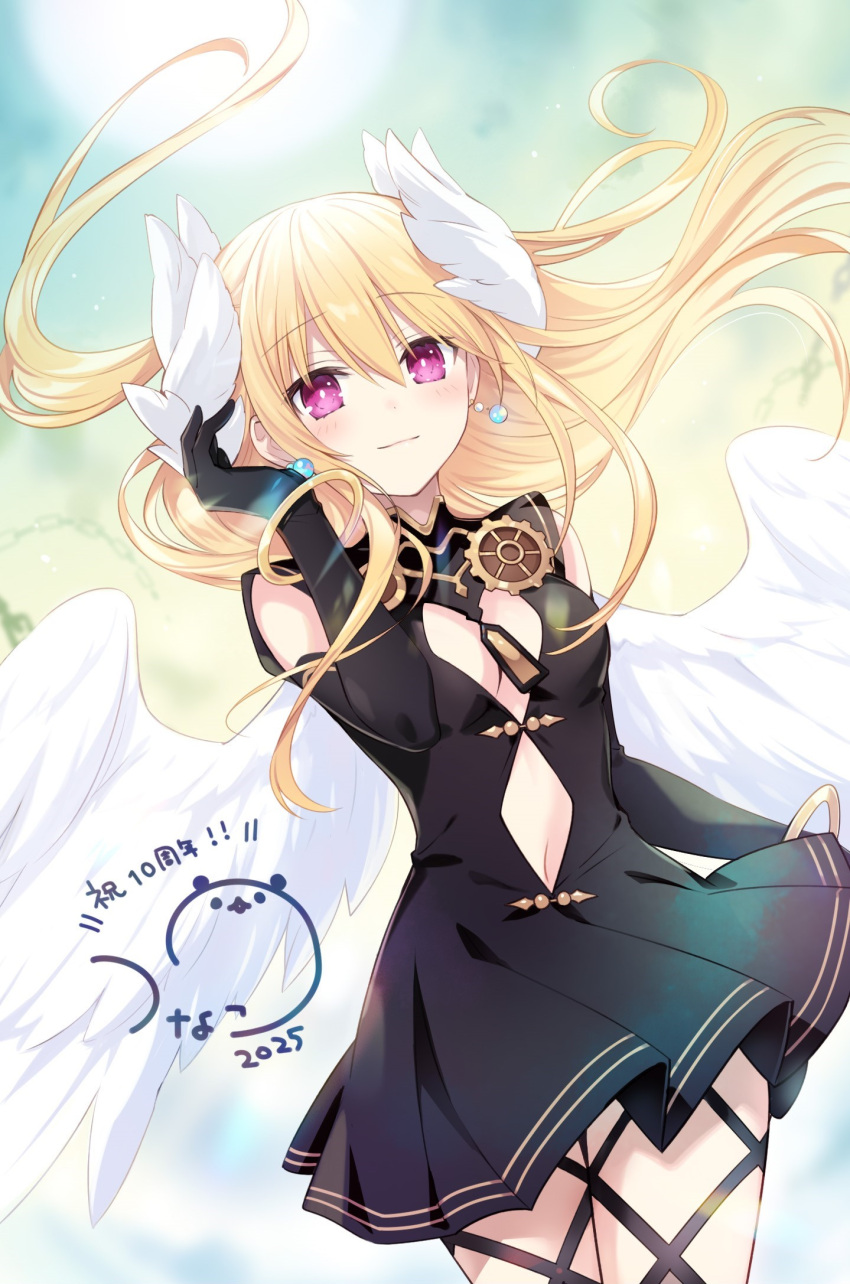 Safebooru - 1girl black dress blonde hair breasts clothing cutout date a live dress earrings ...