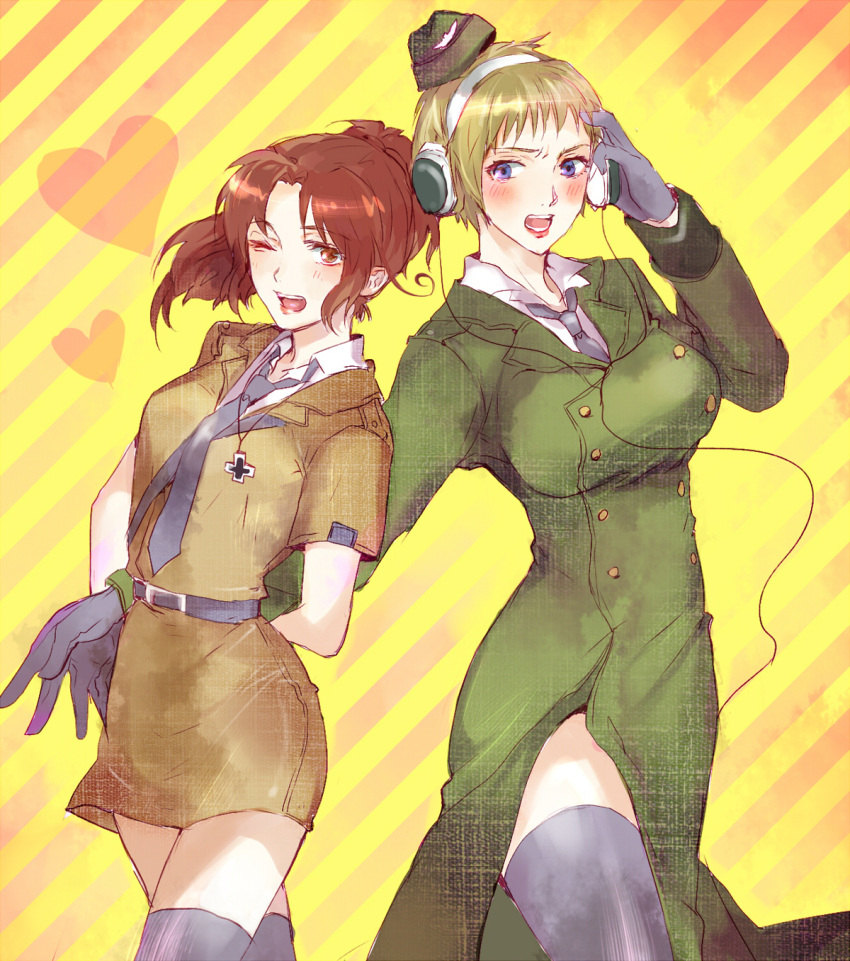 Safebooru - axis powers hetalia black legwear black thighhighs blonde hair brown hair ...