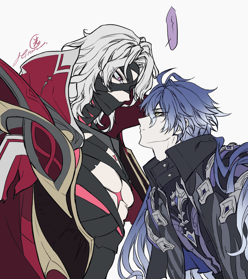 Safebooru - 2boys absurdres antenna hair artist name bandage over one ...