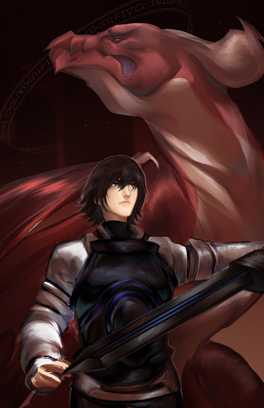 Safebooru - 1boy absurdres angel (drag-on dragoon) armor black ...