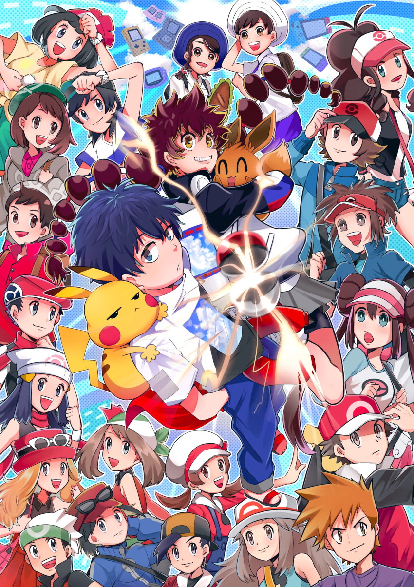 Safebooru - 3ds 6+boys 6+girls ^ ^ absurdres backwards hat baneo golden ...