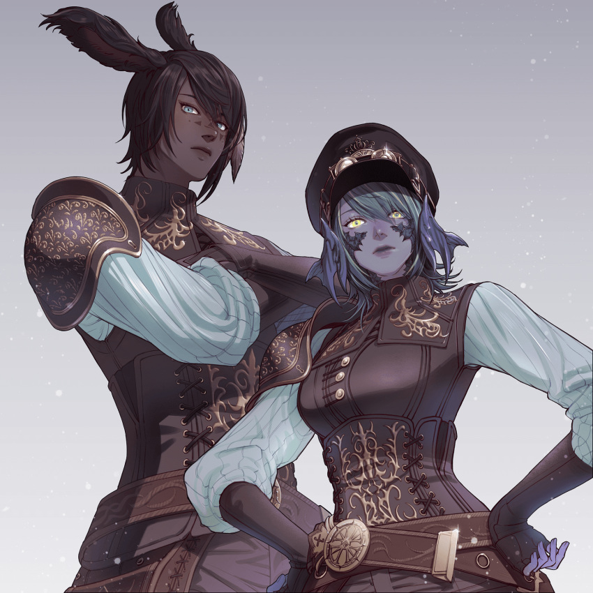 Safebooru - androgynous animal ears au ra bad source black hair black ...