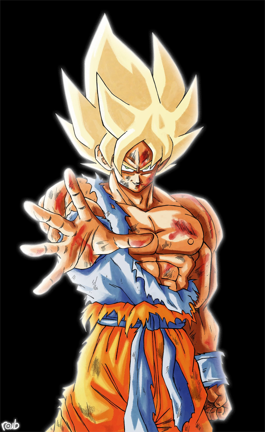Safebooru - 1boy abs blonde hair blue shirt cowboy shot dragon ball ...