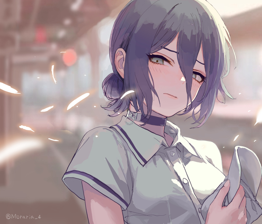 Safebooru - 1girl absurdres black choker black hair blurry blurry ...