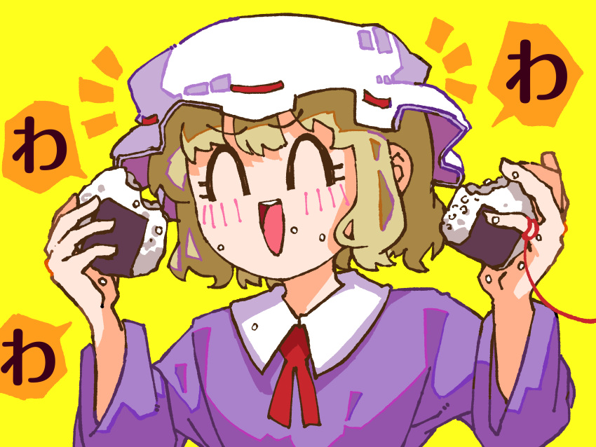 Safebooru - 1girl ^ ^ absurdres blonde hair blush closed eyes collared shirt eating food food on ...