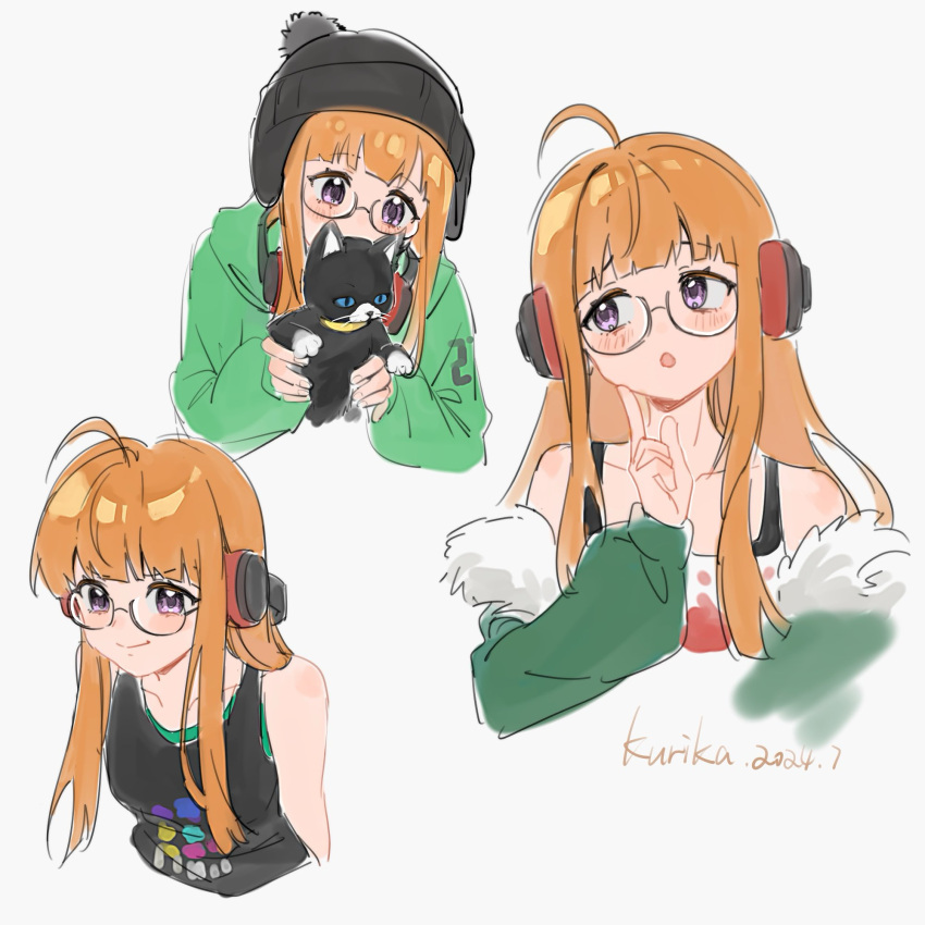 Safebooru - 1girl :o ahoge animal arms behind back artist name behind ...
