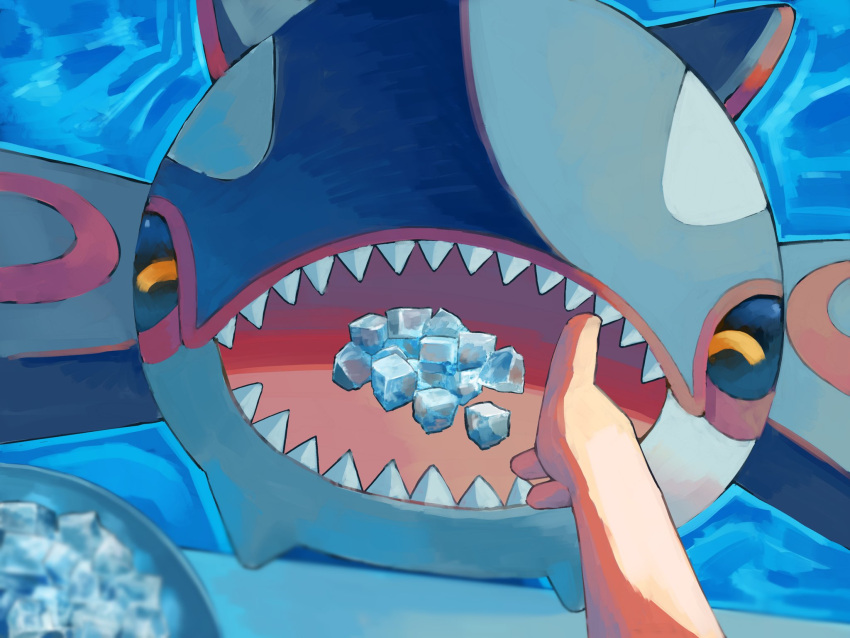 Safebooru - 1other bucket closed eyes fangs highres ice ice cube kyogre ...