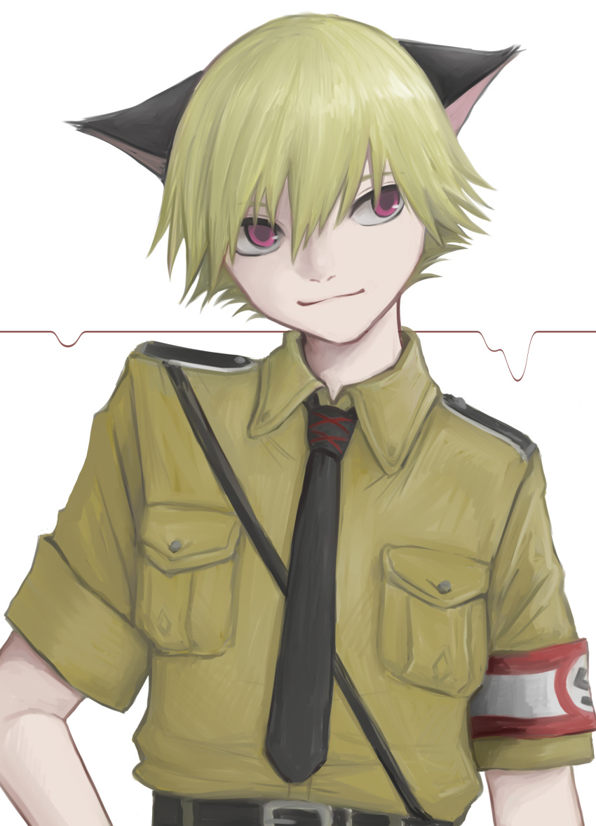 Safebooru - 1boy 84 (uoaen) animal ears armband belt black belt black ...