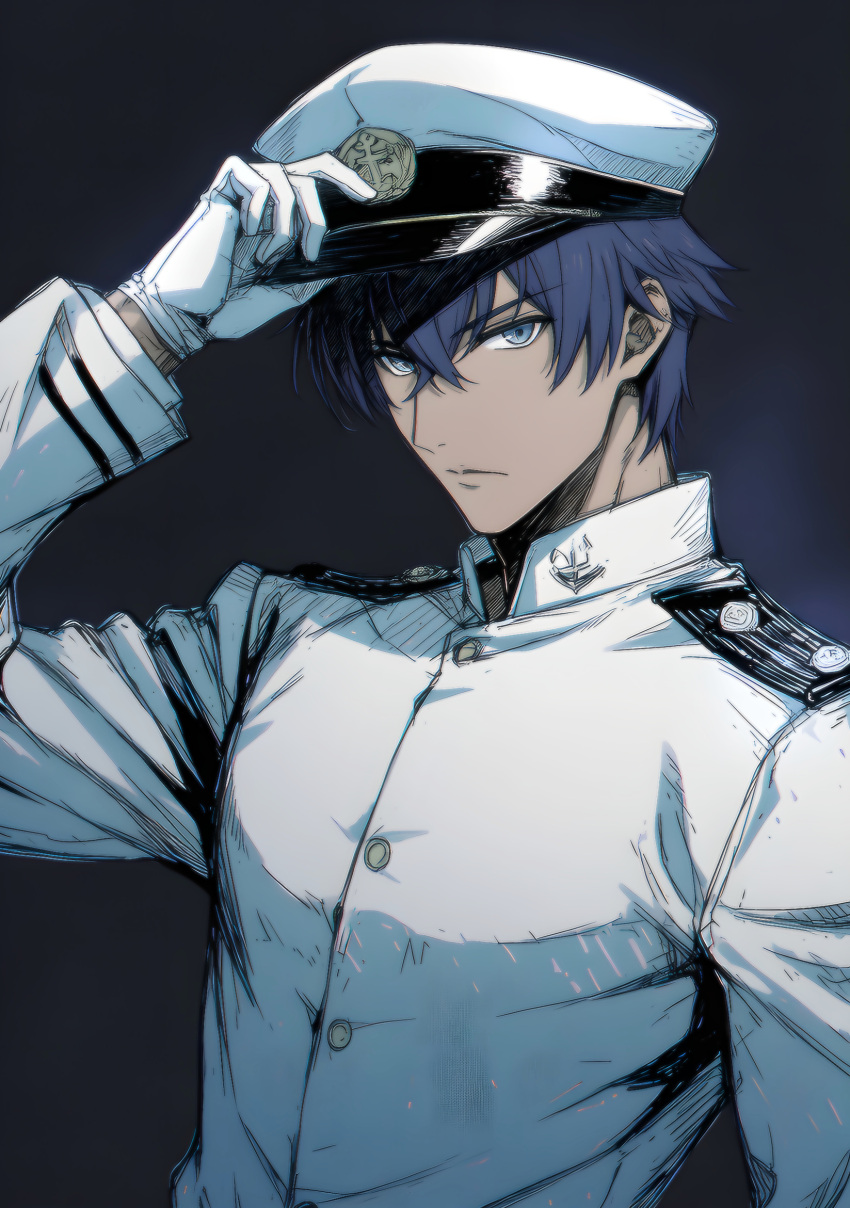 Safebooru - 1boy azur lane black hair blue eyes closed mouth commander ...