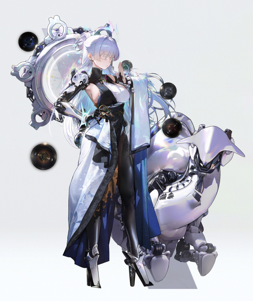 Safebooru - 1girl absurdres bead bracelet beads blue haori bracelet breasts closed eyes colored ...