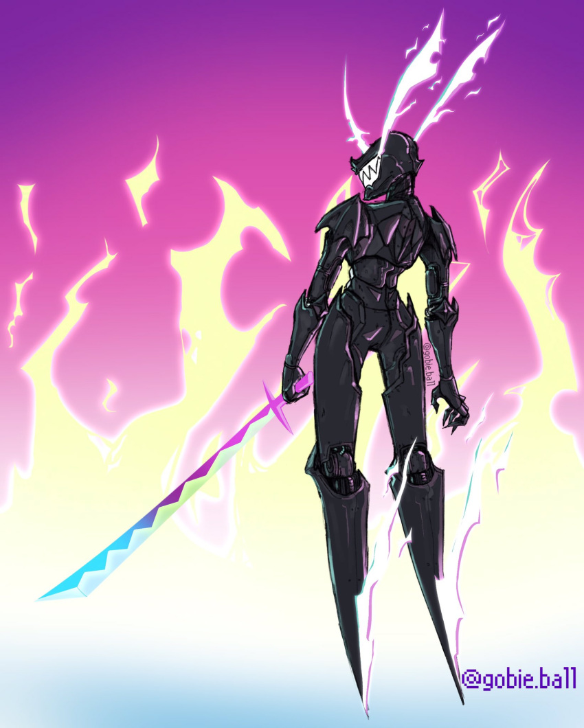 Safebooru - 1boy alternate costume armor black armor fire full body ...