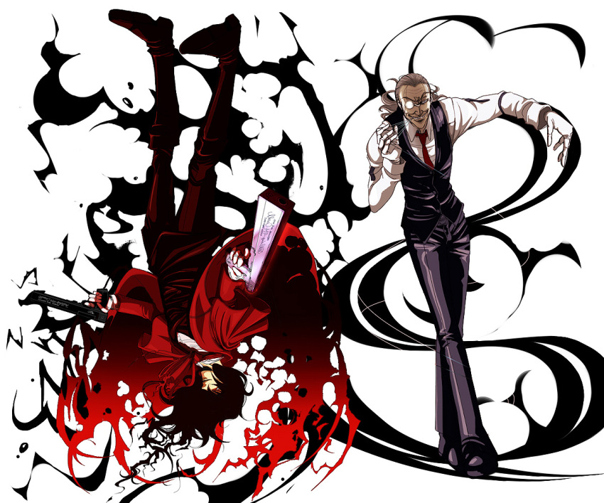 Safebooru - alucard (hellsing) bad id black hair butler gloves gun ...