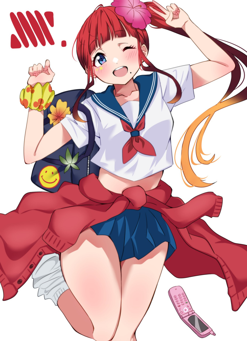 Safebooru - 1girl asukagawa chise bag blue eyes blue sailor collar blue ...