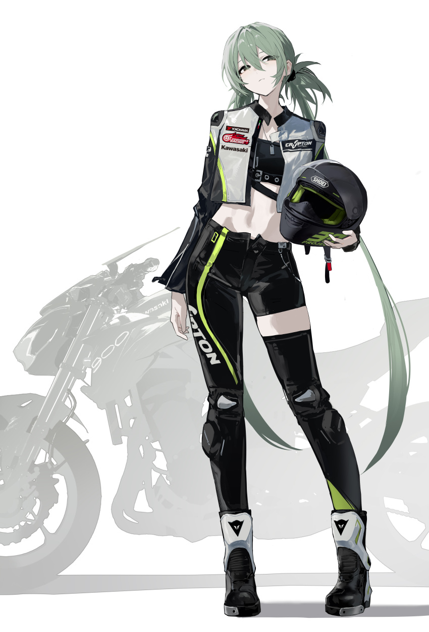 Safebooru - 1girl absurdres asymmetrical legwear biker clothes bikesuit ...