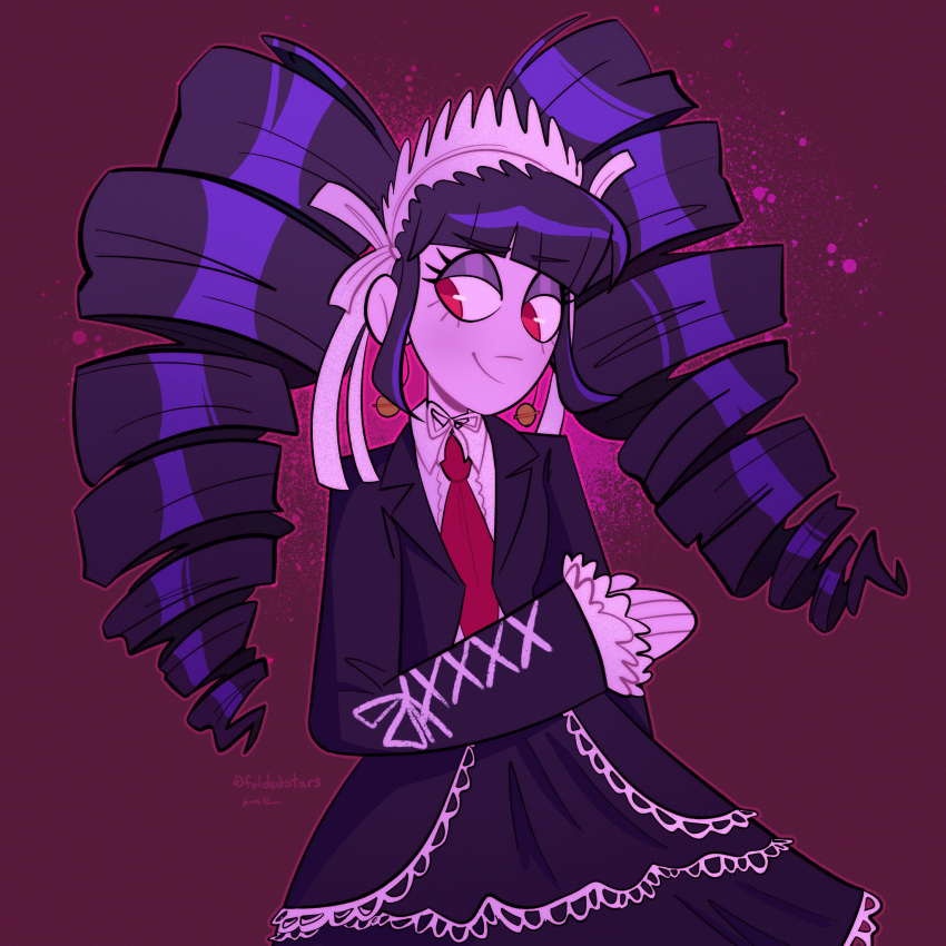 Safebooru - 1girl black hair black jacket black skirt blunt bangs ...