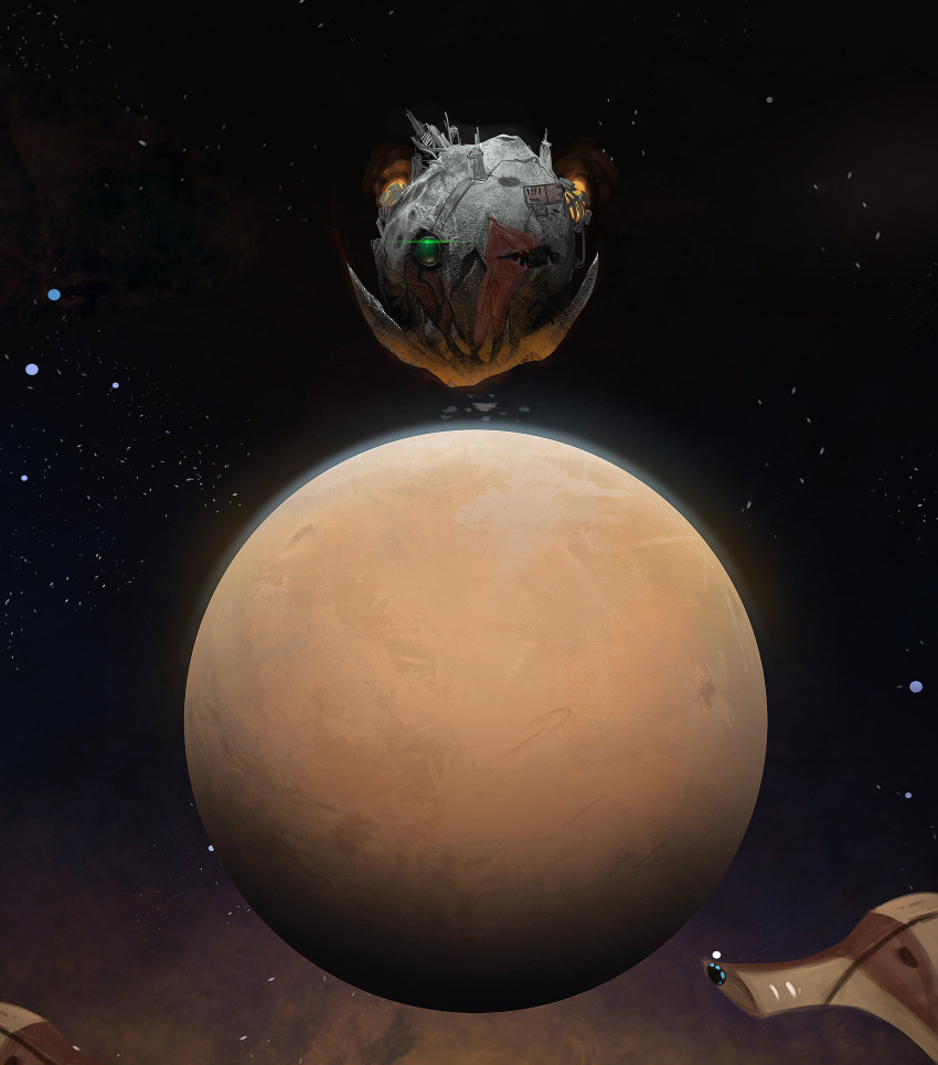 Safebooru - absurdres alien armor artificial eye attack moon (wh40k ...