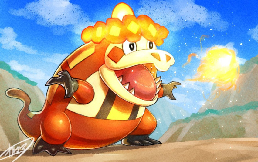 Safebooru - animal focus black eyes blue sky breath weapon breathing ...