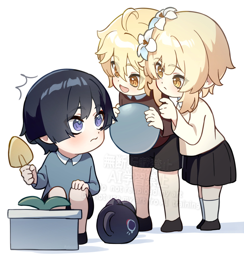 Safebooru - 1girl 2boys ^^^ absurdres aether (genshin impact) aged down ...