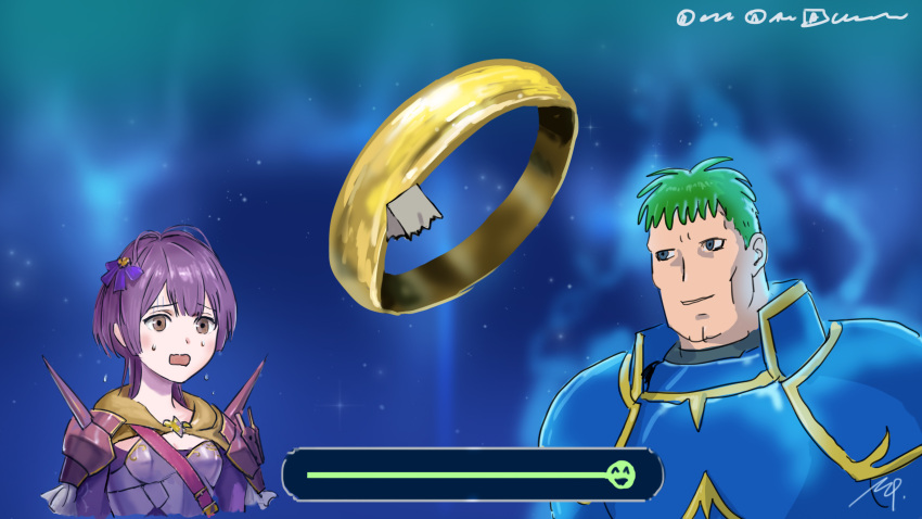 Safebooru - 1boy 1girl absurdres arden (fire emblem) armor bernadetta ...