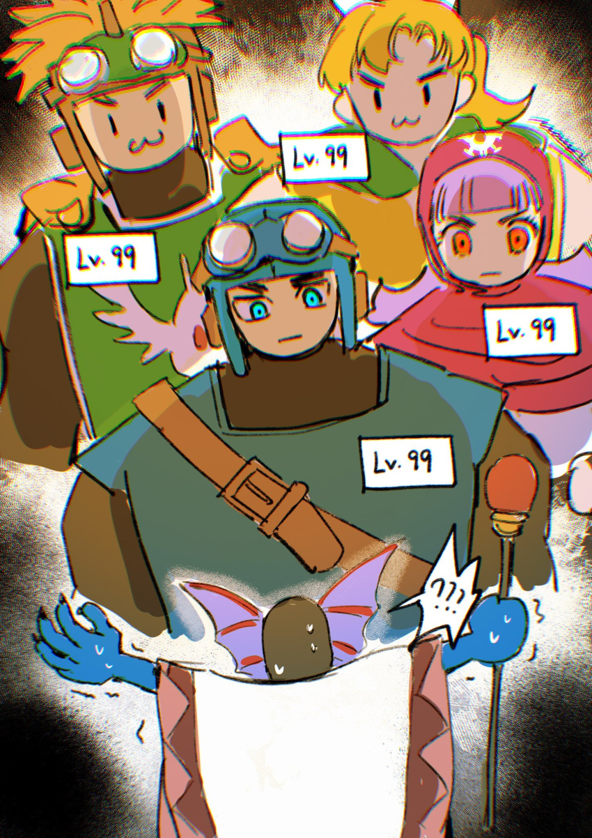 Safebooru - 2girls 3boys :3 ? artist name aviator cap aviator goggles ...