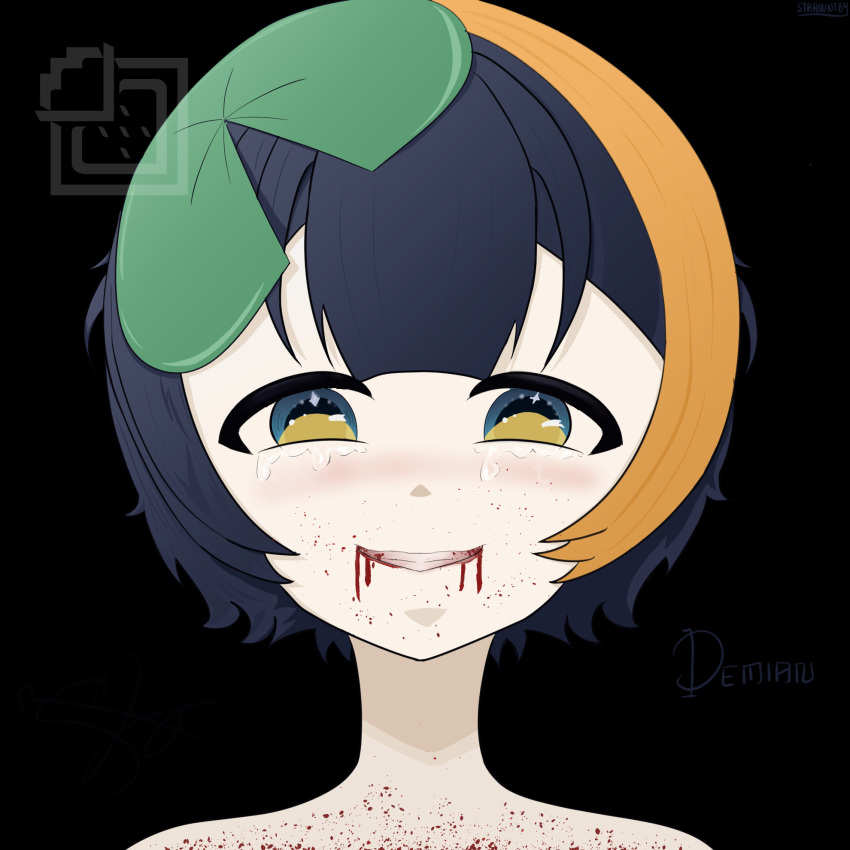 Safebooru - 1girl bare shoulders blood blood on face blue eyes blue ...