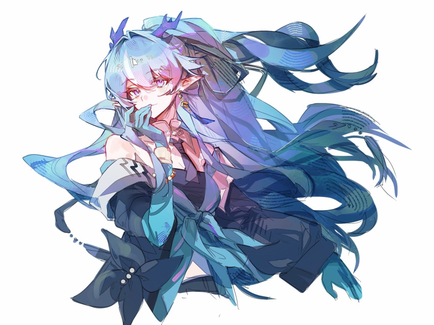 Safebooru - 1girl arknights bare shoulders black jacket blue eyes blue ...