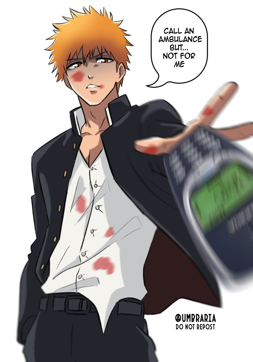 Safebooru - 1boy belt black pants bleach blood blood on clothes blood ...