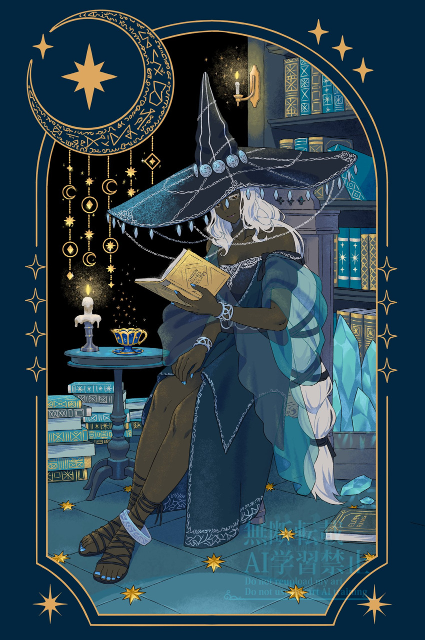 Safebooru - 1girl anklet arizuka (catacombe) bare shoulders blue nails ...