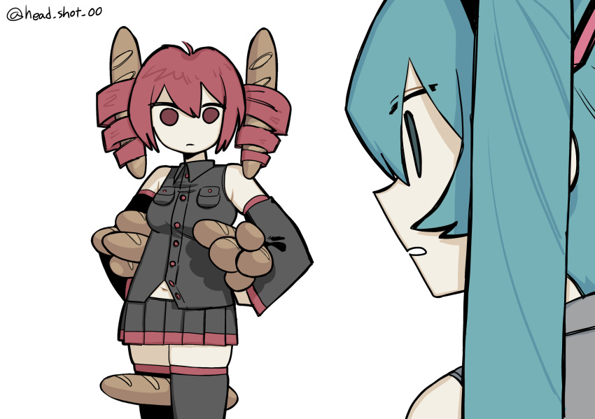 Safebooru - 2girls :| ahoge aqua eyes aqua hair artist name bare ...