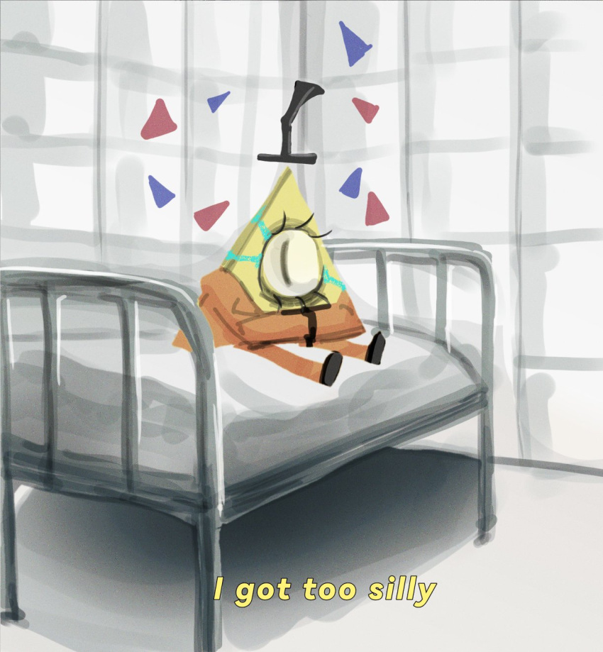 Safebooru - bags under eyes bed bill cipher commentary crossed arms ...