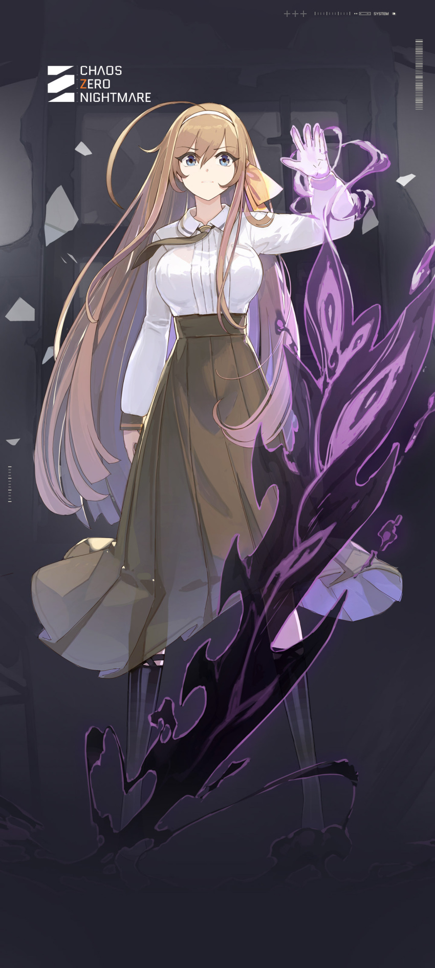 Safebooru - 1girl absurdres ahoge barcode black skirt blue eyes bow ...