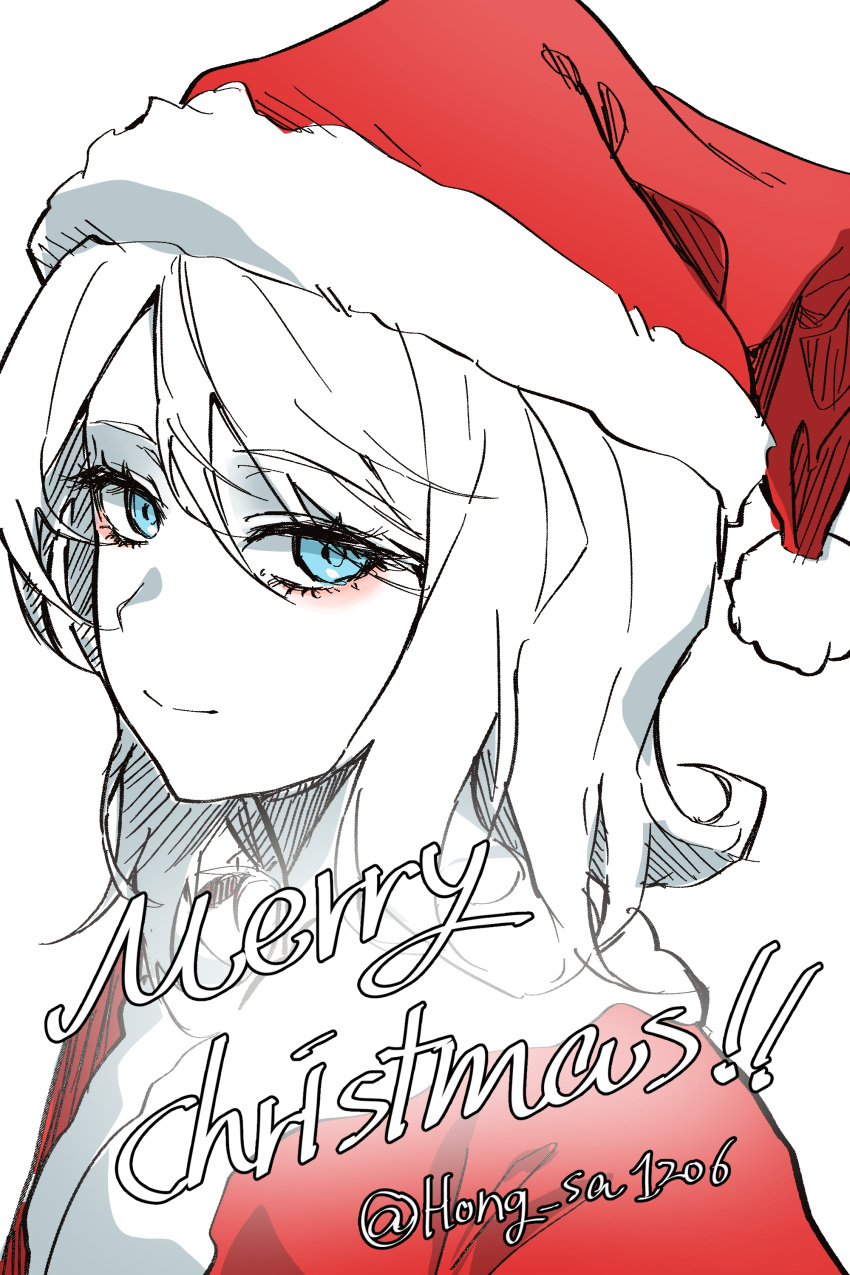 Safebooru - 1girl absurdres blue eyes christmas commentary english ...