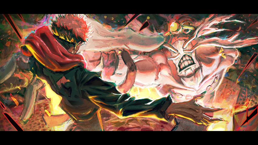 Safebooru - 1boy 1other absurdres black jacket black pants cityscape ...