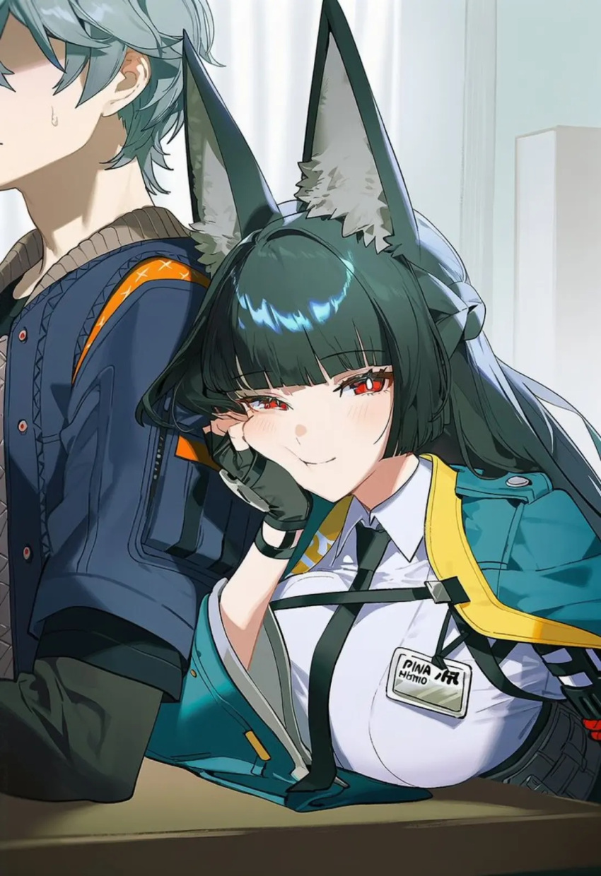Safebooru - 1boy 1girl animal ears fox ears hoshimi miyabi long hair ...