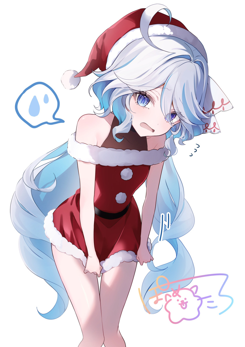 Safebooru - 1girl absurdres ahoge bare shoulders blue eyes blue hair ...