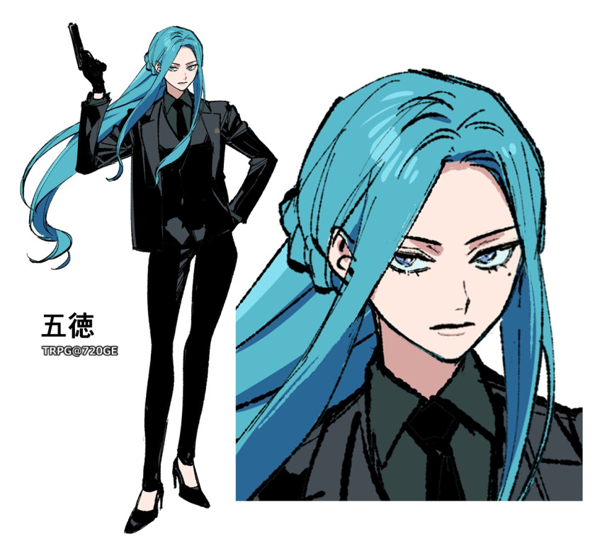 Safebooru - 1girl artist name black jacket black pants black shirt ...