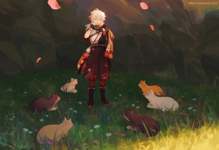 Safebooru - 1boy armor autumn leaves bandaged arm bandaged hand ...