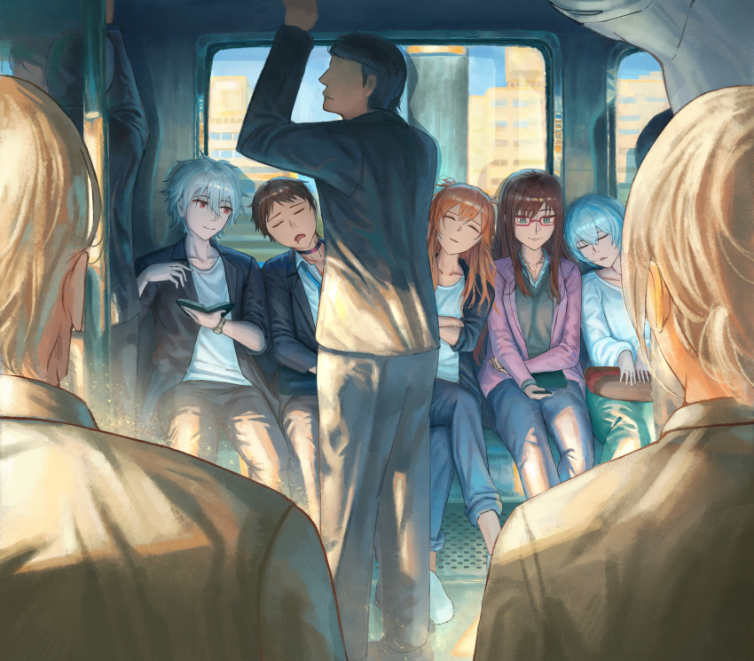 Safebooru - 4girls 5boys absurdres ayanami rei brown hair cosplay ...