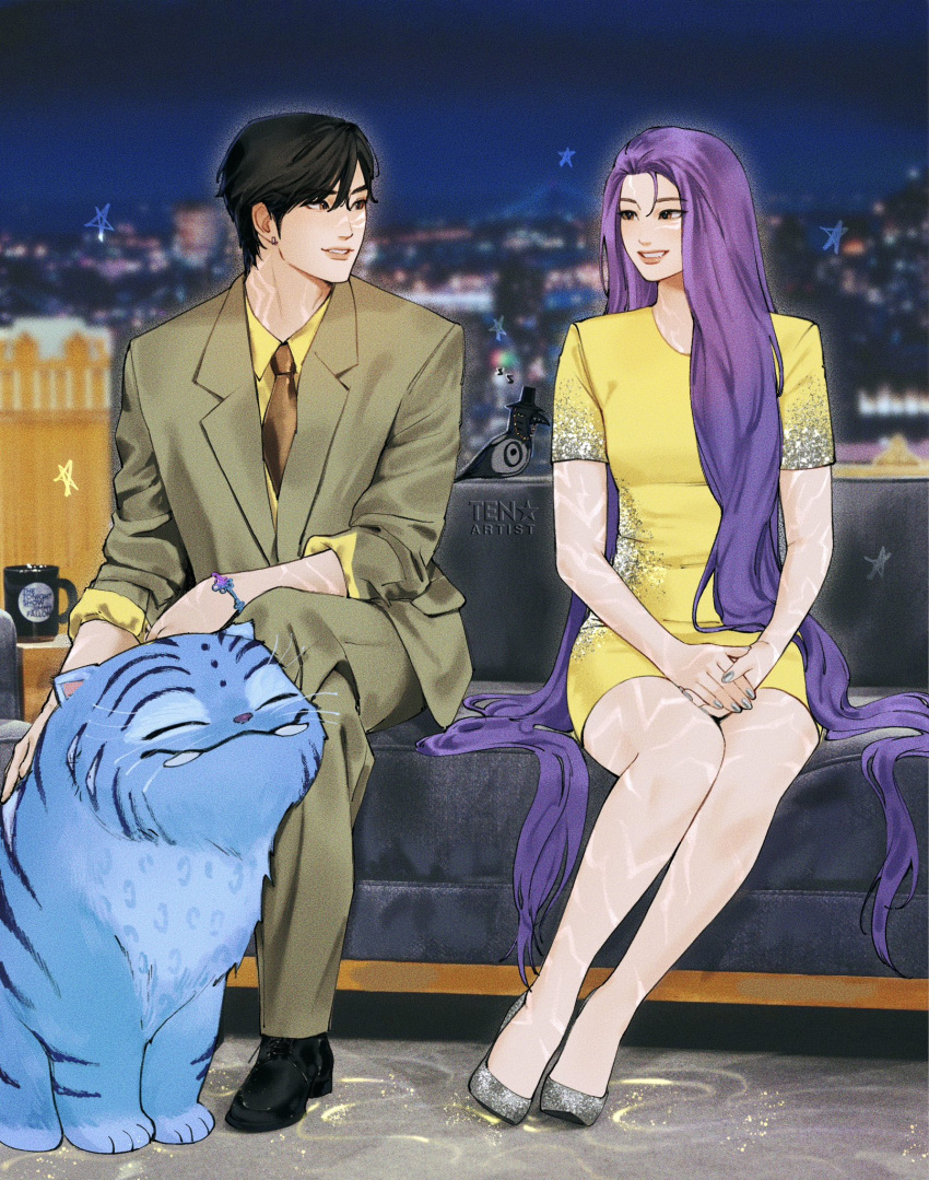 Safebooru - 1boy 1girl alternate costume alternate hairstyle arm ...