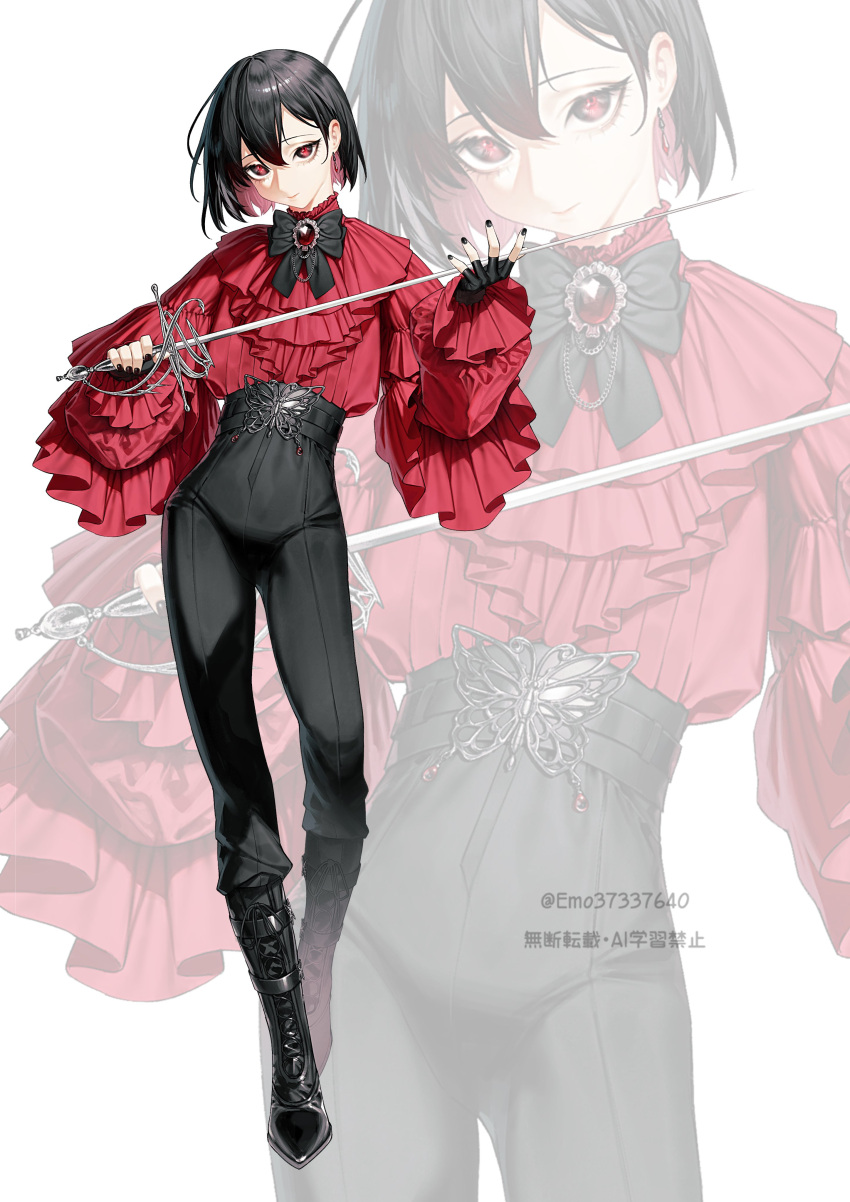 Safebooru - 1girl absurdres black boots black bow black bowtie black ...