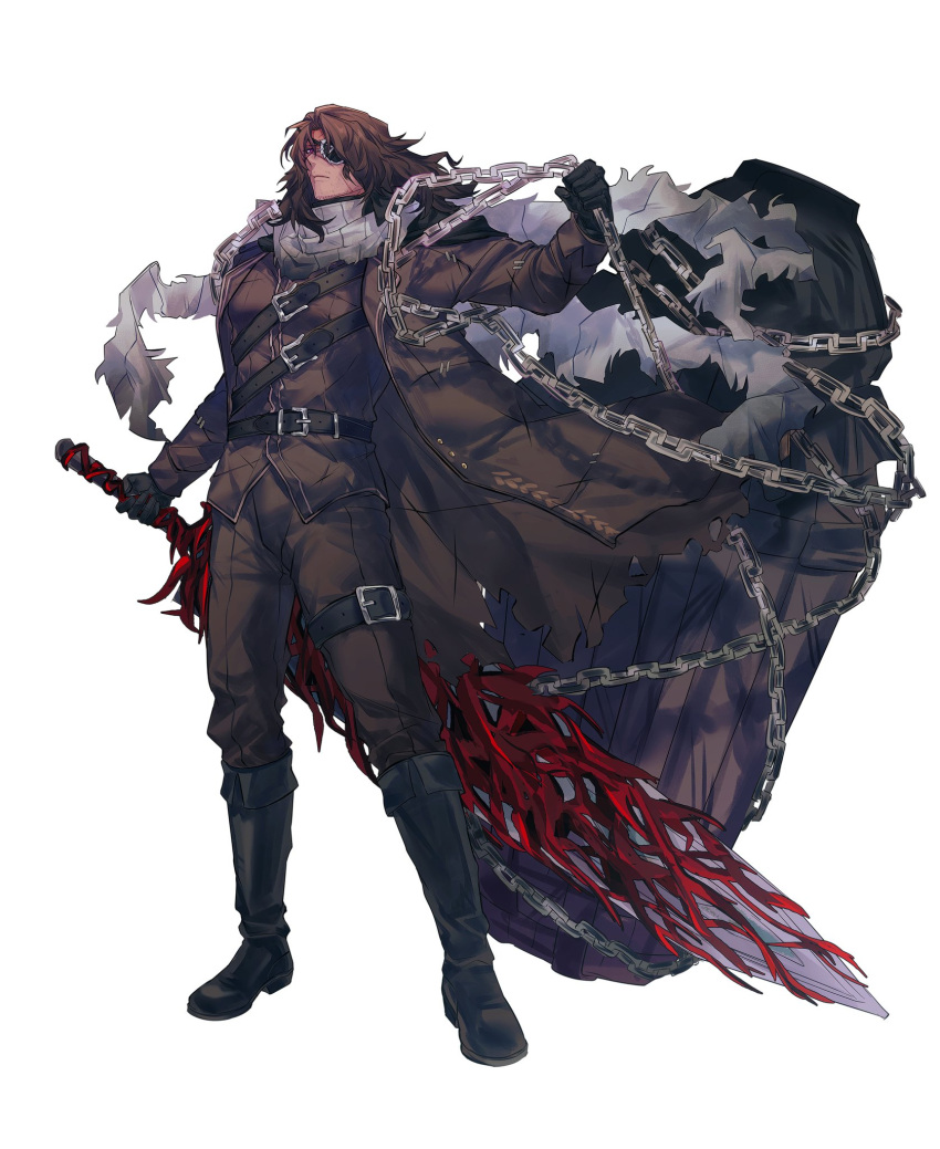 Safebooru - 1boy belt black gloves black pants brown cape brown hair ...