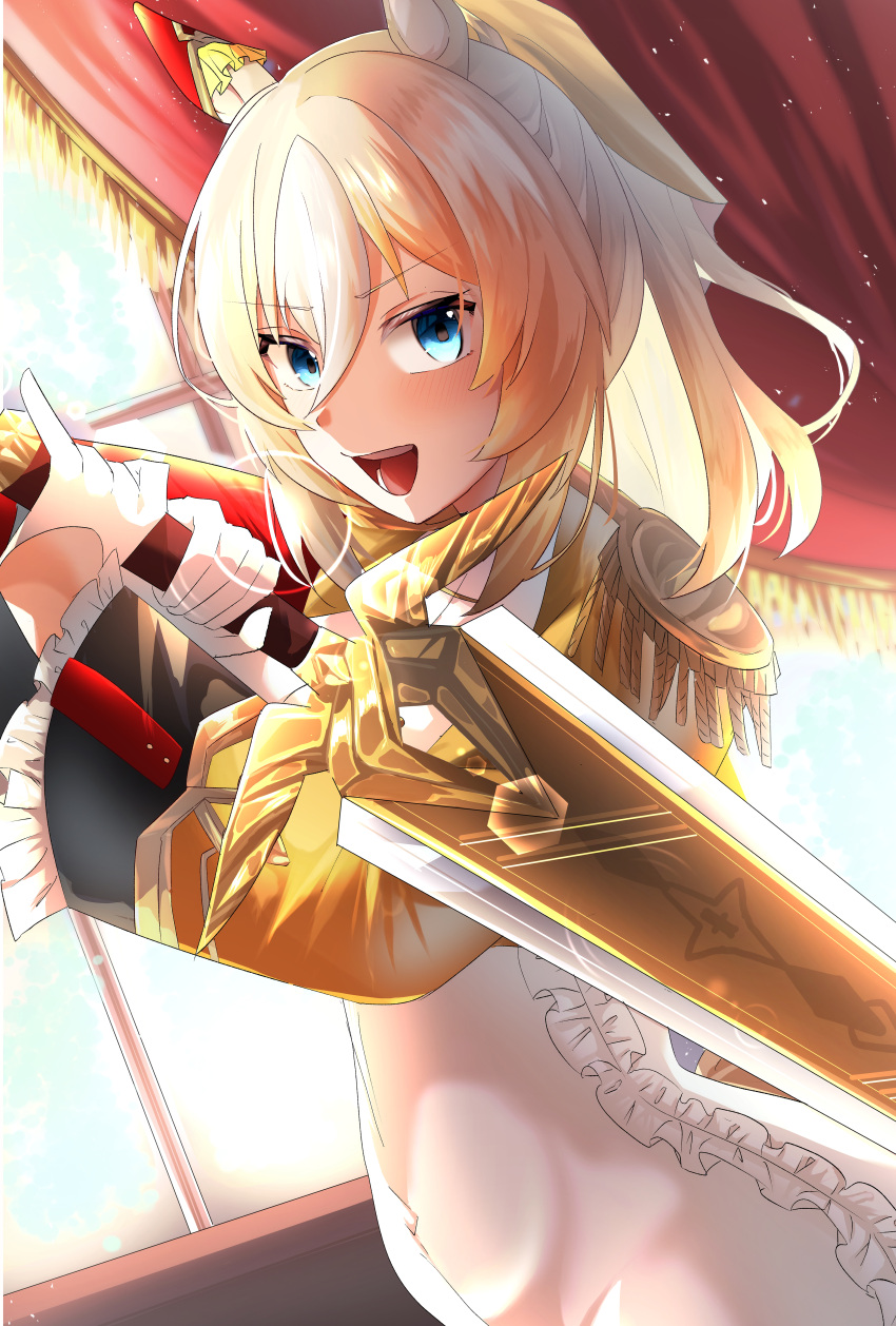 Safebooru - 1girl absurdres animal ears asymmetrical jacket blonde hair ...