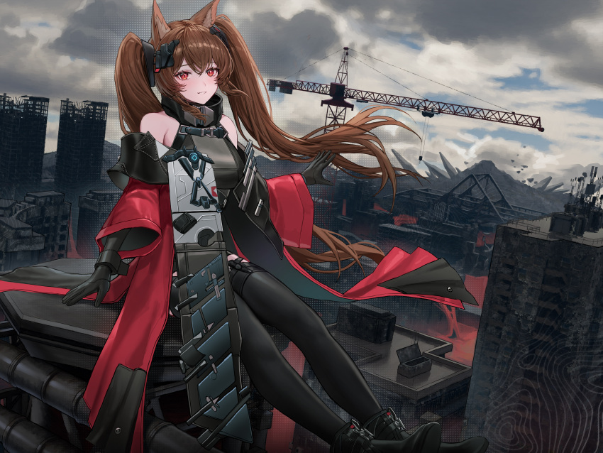 Safebooru - 1girl absurdres angelina (arknights) animal ear fluff ...